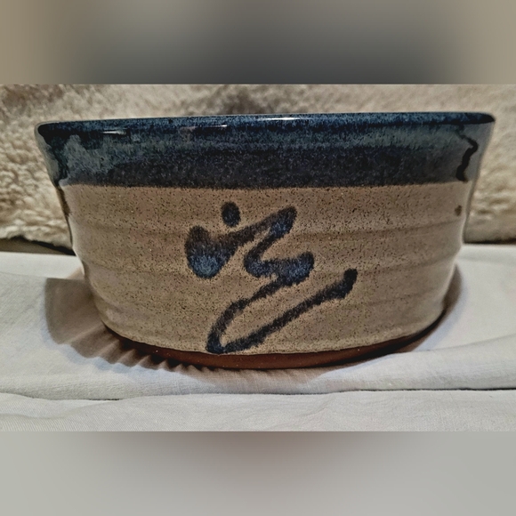 Clement | Art | Clement Art Pottery Bowl Blue And Tan With Drip Glaze ...